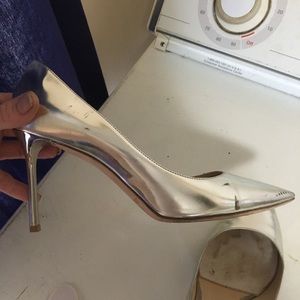 Jimmy Choo | Shoes | Jimmy Choo Silver Metallic Leather Romy Pumpd ...